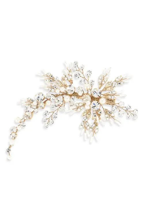 Brides & Hairpins Takara Crystal And Pearl Embellished Hair Clip - Gold