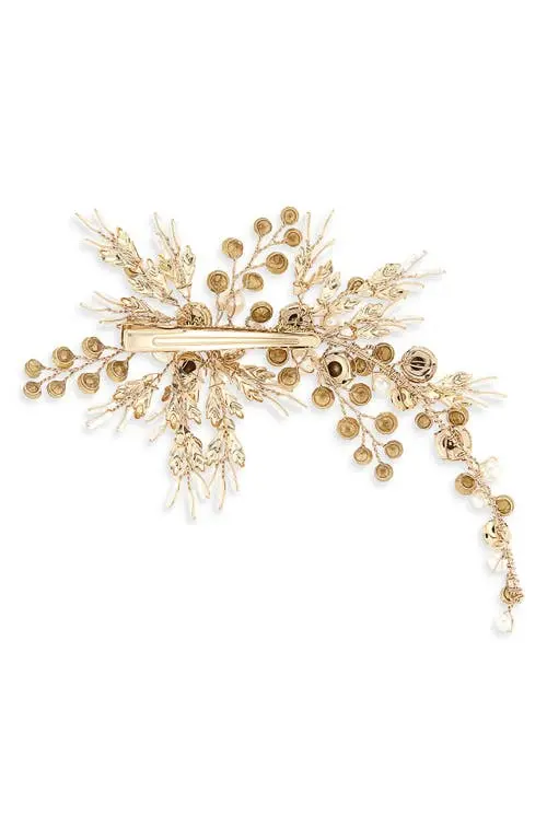 Brides & Hairpins Takara Crystal And Pearl Embellished Hair Clip - Gold