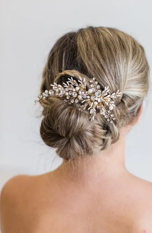Brides & Hairpins Takara Crystal And Pearl Embellished Hair Clip - Gold