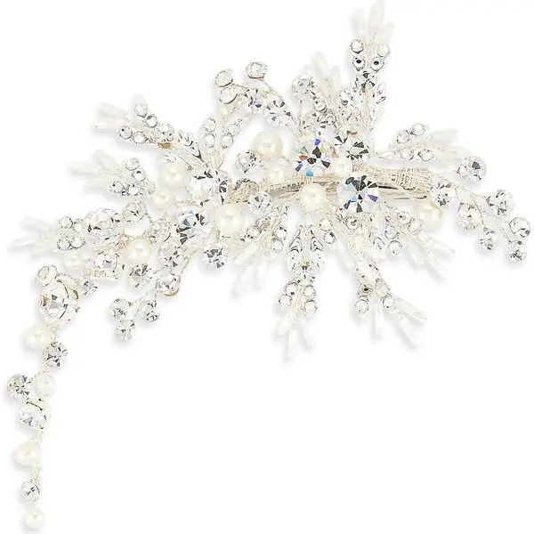 Brides & Hairpins Takara Crystal And Pearl Embellished Hair Clip - Silver