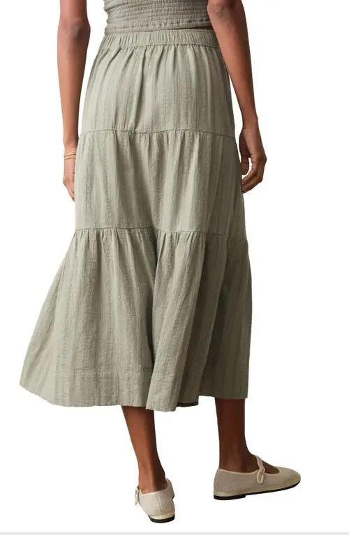 Marine Layer Tiered Cotton Maxi Skirt - Sage
