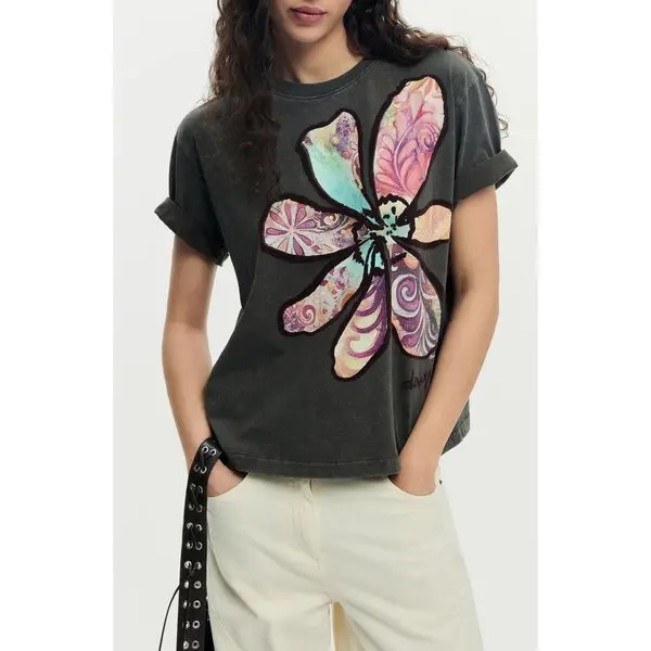Desigual Floral Cotton Graphic T-shirt