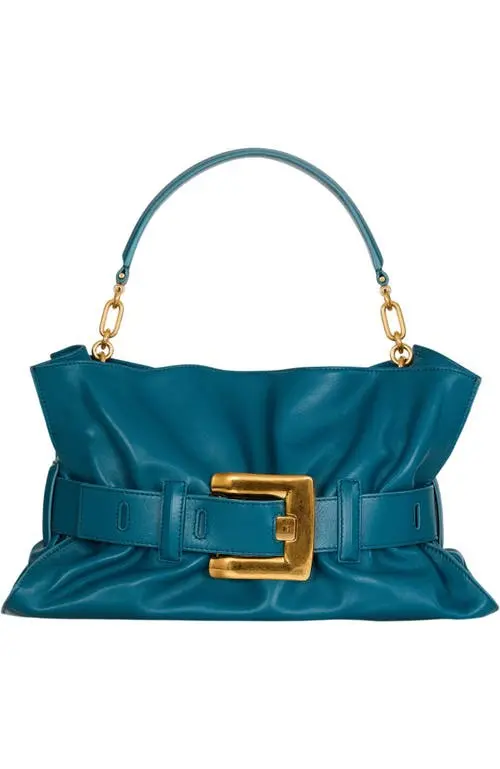 Balmain Medium Anthem Bag In Smooth Leather With Gold Hardware - Blue