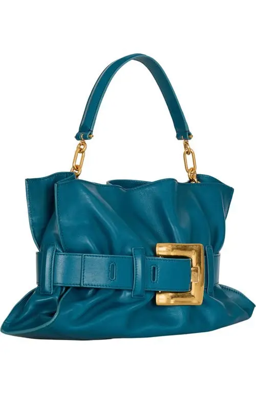Balmain Medium Anthem Bag In Smooth Leather With Gold Hardware - Blue