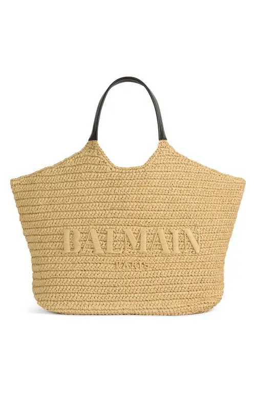 Balmain Crochet Tote Bag With Embossed Logo