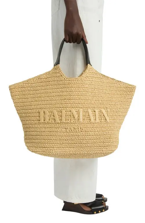 Balmain Crochet Tote Bag With Embossed Logo