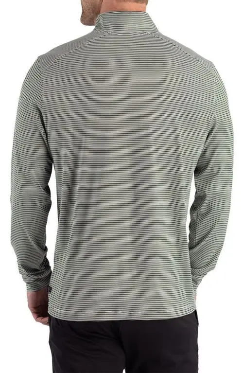 CBUK BY CUTTER & BUCK Forge Epic Confidence Stripe Performance Quarter Zip Pullover - Hunter/white
