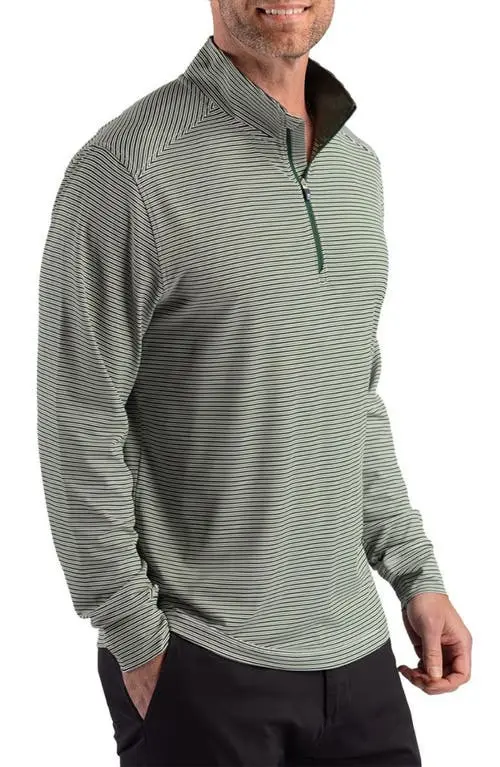 CBUK BY CUTTER & BUCK Forge Epic Confidence Stripe Performance Quarter Zip Pullover - Hunter/white