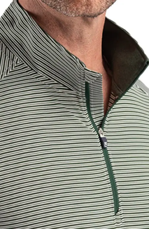 CBUK BY CUTTER & BUCK Forge Epic Confidence Stripe Performance Quarter Zip Pullover - Hunter/white