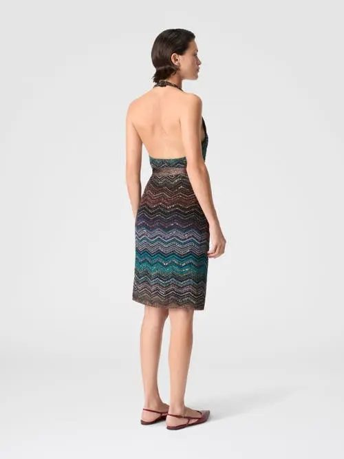 Missoni Halterneck Midi Dress With Belt And Sequins