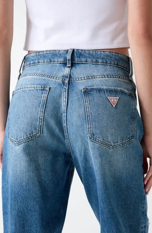 Guess High Waist Ripped Straight Leg Jeans