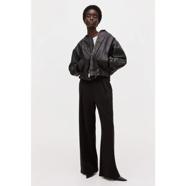 H&m Belted Ponte Di Roma Trousers - Dark Brown