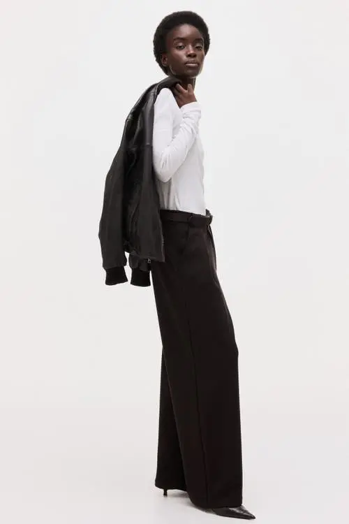 H&m Belted Ponte Di Roma Trousers