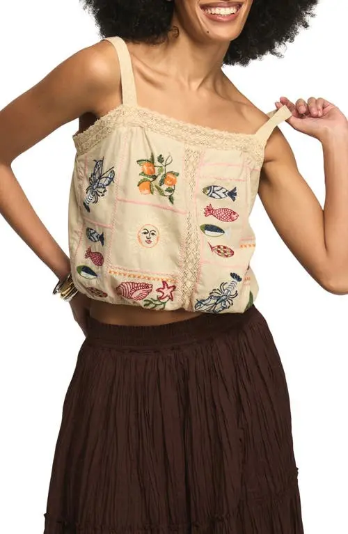 Lucky Brand Novelty Embroidered Sleeveless Top