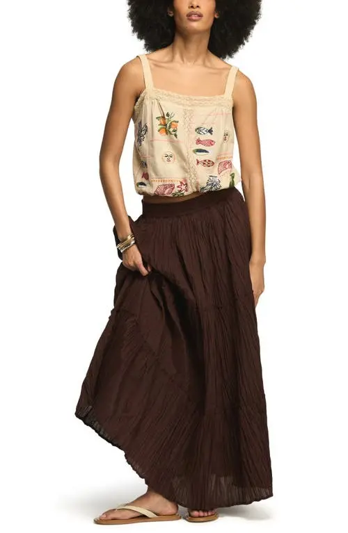 Lucky Brand Novelty Embroidered Sleeveless Top