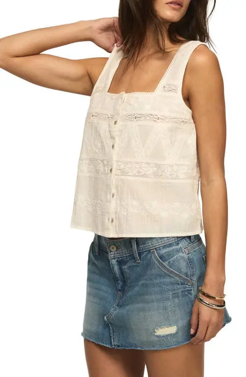 Lucky Brand Embroidered Lace Square Neck Crop Tank