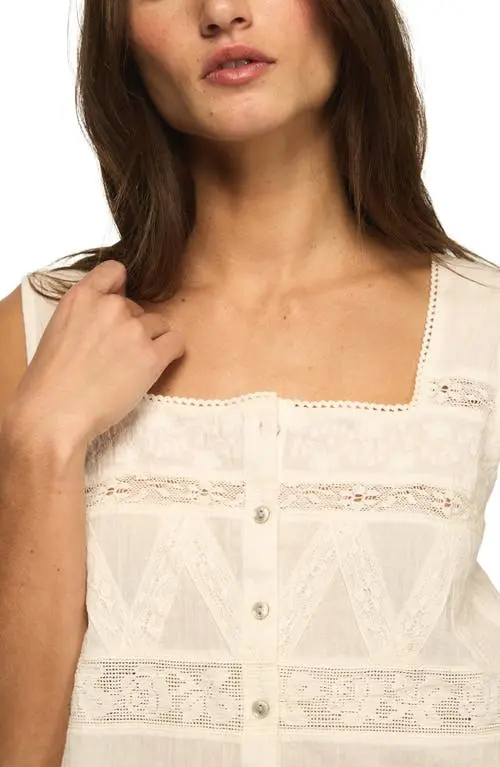 Lucky Brand Embroidered Lace Square Neck Crop Tank