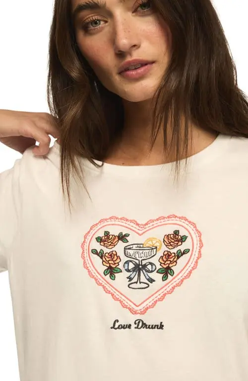 Lucky Brand Love Drunk Embroidered Cotton T-shirt