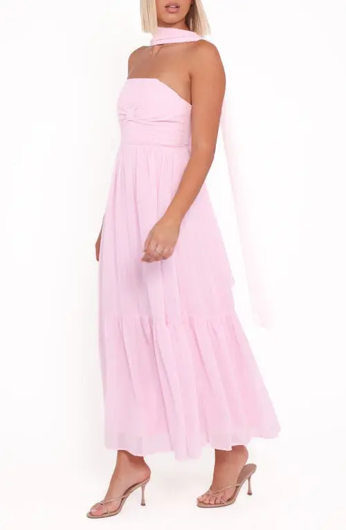 PETAL & PUP Celestria Strapless Chiffon Maxi Dress With Bow Detail