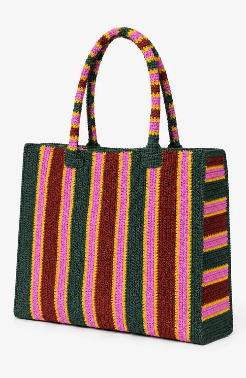 JURGI Multi Stripe Raffia Tote Bag - Multi Pink