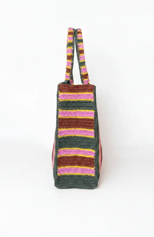 JURGI Multi Stripe Raffia Tote Bag - Multi Pink