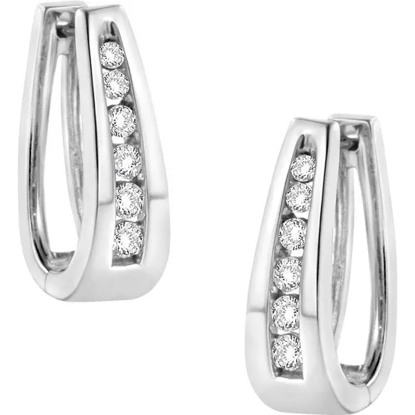 HAUS OF BRILLIANCE 14k Gold 1.0 Cttw Channel-set Round-cut Diamond Hoop Earrings - White