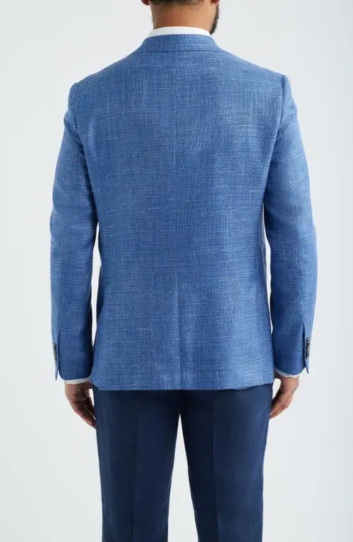JACK VICTOR Morton Contemporary Fit Slub Wool & Silk Blend Sport Coat - Blue