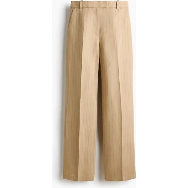 H&m Tailored Linen-blend Trousers With Pinstripes