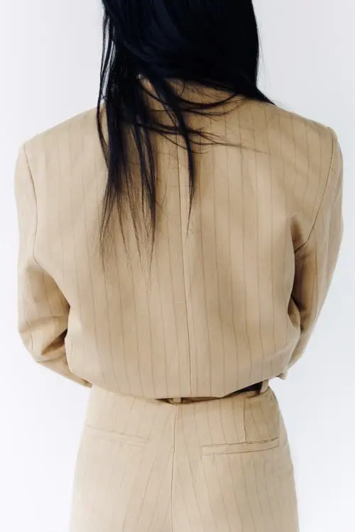 H&m Tailored Linen-blend Trousers With Pinstripes