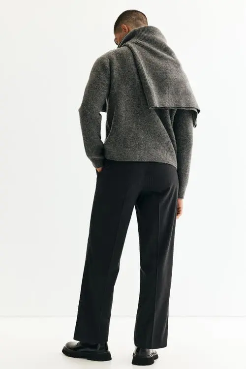 H&m Relaxed Fit Suit Trousers - Black/pinstriped