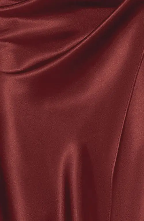 Betsy & Adam Ruched Sleeveless Satin Charmeuse Gown - Nutmeg