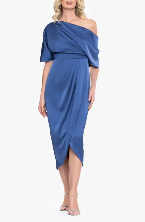 Betsy & Adam One-shoulder Satin Cocktail Dress