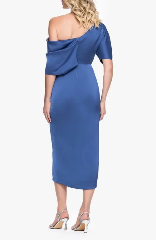 Betsy & Adam One-shoulder Satin Cocktail Dress