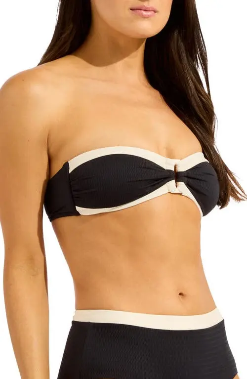 Seafolly Contrast Binding Bandeau Bikini Top - Black