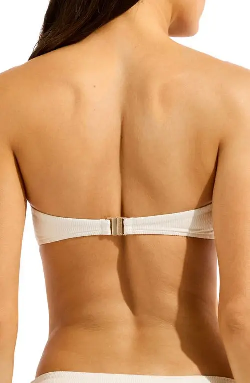 Seafolly Contrast Binding Bandeau Bikini Top - Ecru