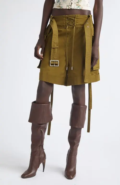 Alexander McQueen Oversized Belted Cargo Shorts - Olive