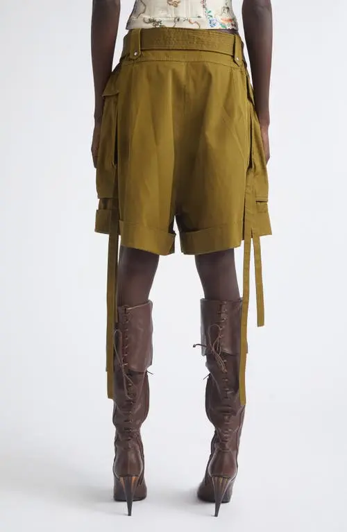 Alexander McQueen Oversized Belted Cargo Shorts - Olive