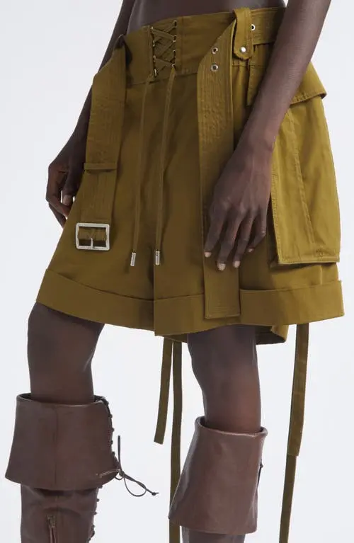 Alexander McQueen Oversized Belted Cargo Shorts - Olive