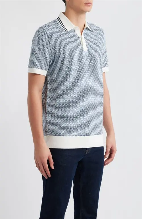 Brooks Brothers Geometric Textured Cotton Polo Sweater