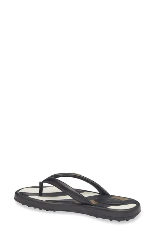 TOD'S Stripe Leather Gomma Flip Flops