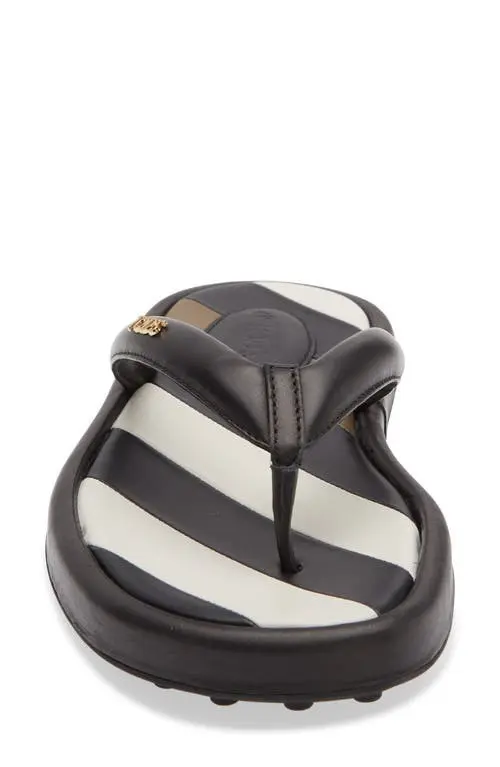 TOD'S Stripe Leather Gomma Flip Flops