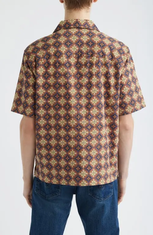 WAX LONDON Didcot Cotton Seersucker Camp Shirt