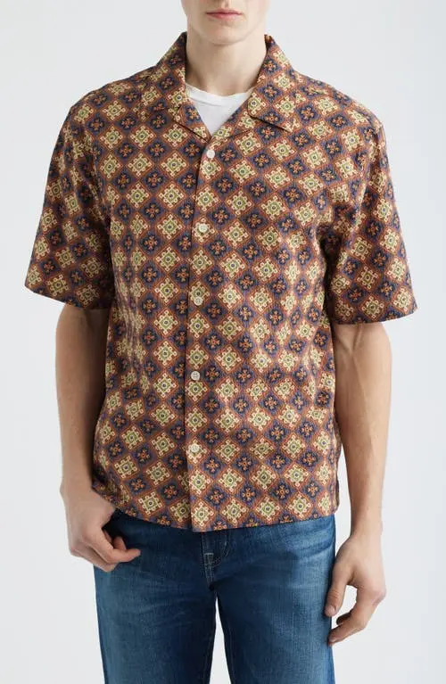 WAX LONDON Didcot Cotton Seersucker Camp Shirt