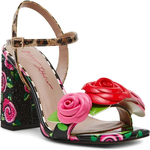 Betsey Johnson Krystle Ankle Strap Sandal - Black/rose