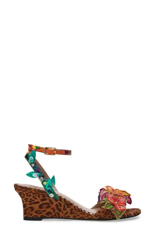 Betsey Johnson Spenser Embellished Ankle Strap Wedge Sandals