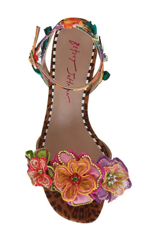 Betsey Johnson Spenser Embellished Ankle Strap Wedge Sandals