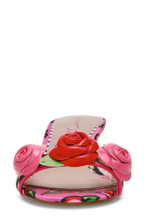 Betsey Johnson Floral Embellished Leopard Print Mules