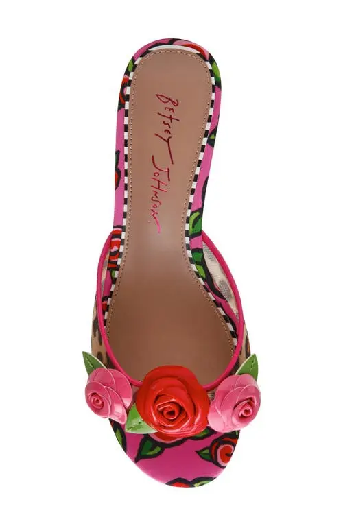 Betsey Johnson Floral Embellished Leopard Print Mules
