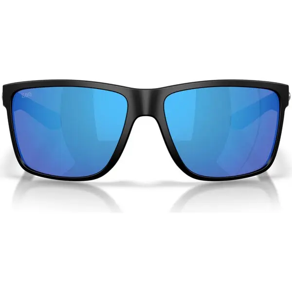 COSTA DEL MAR Broadbill Ii Xl Polarized Rectangular Sunglasses - Matte Black/blue Mirror