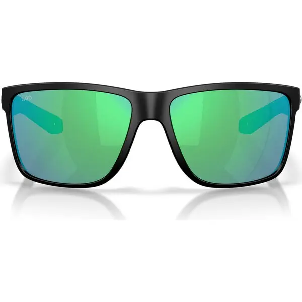 COSTA DEL MAR Broadbill Ii Xl Polarized Rectangular Sunglasses - Matte Black/green